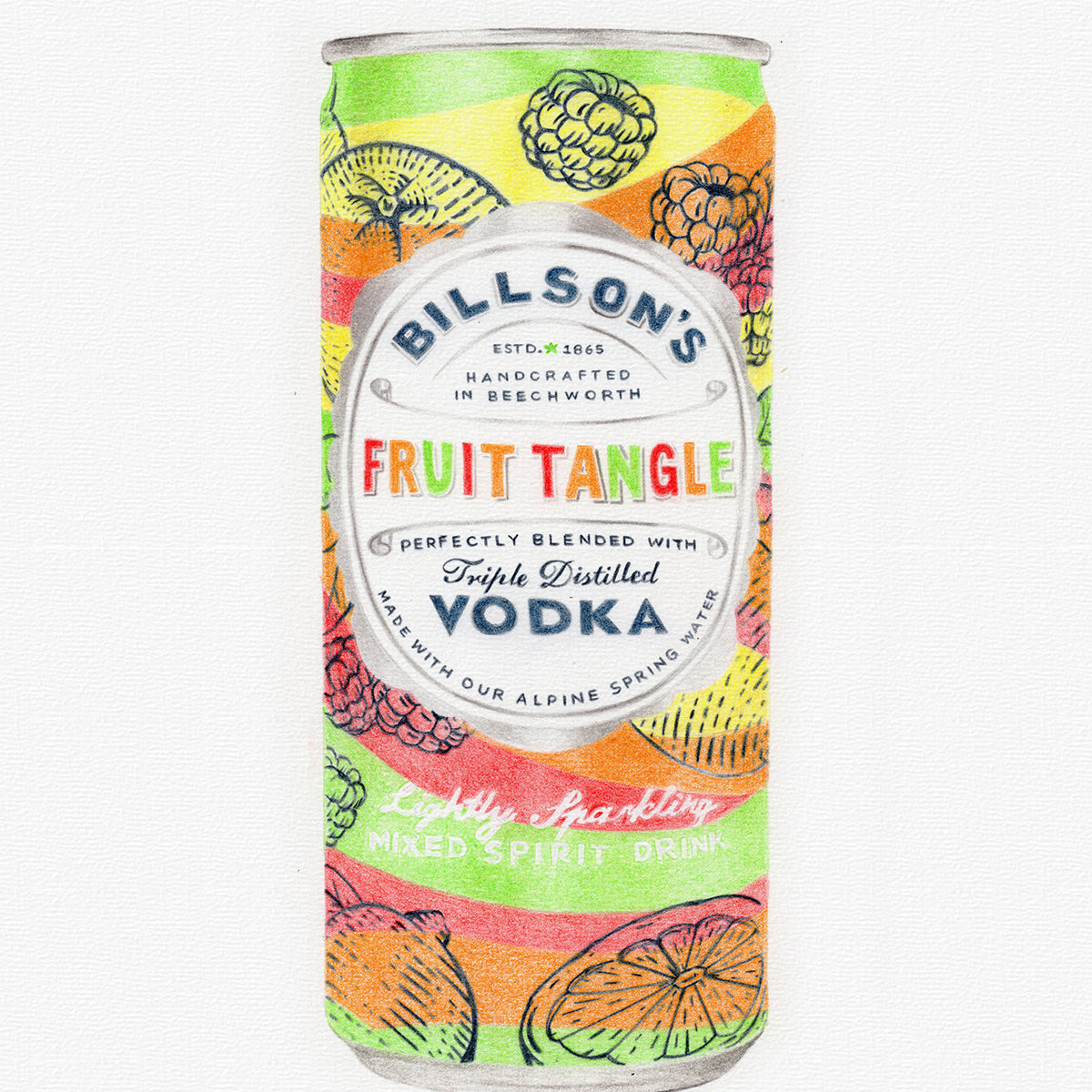 Billson's Fruit Tangle Vodka | Pencil Drawing – Carmen Hui Art