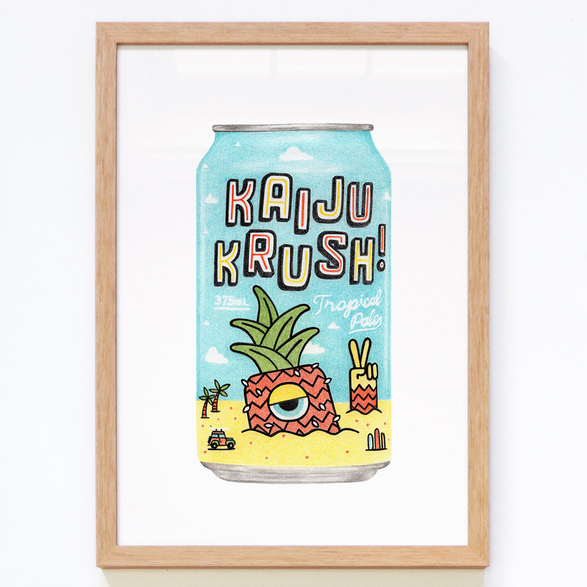Kaiju Krush Tropical Pale Ale | Pencil Drawing – Carmen Hui Art